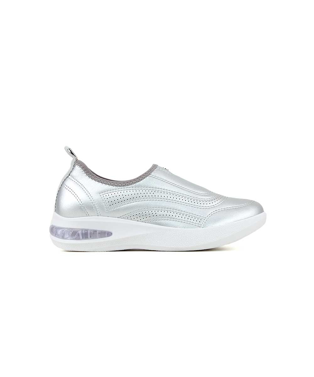 Tênis Piccadilly Softstep Salto Anabela Prata