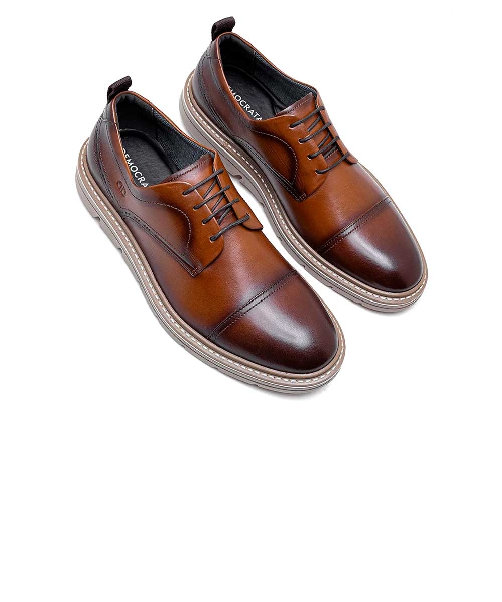 Sapato Masculino Democrata Metropolitan Jeff 604101 Couro Tan