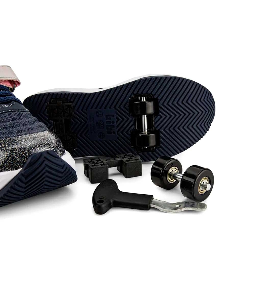 Tênis Infantil Bibi Com Rodinhas Skatenis Skts-01 Marinho/rosa